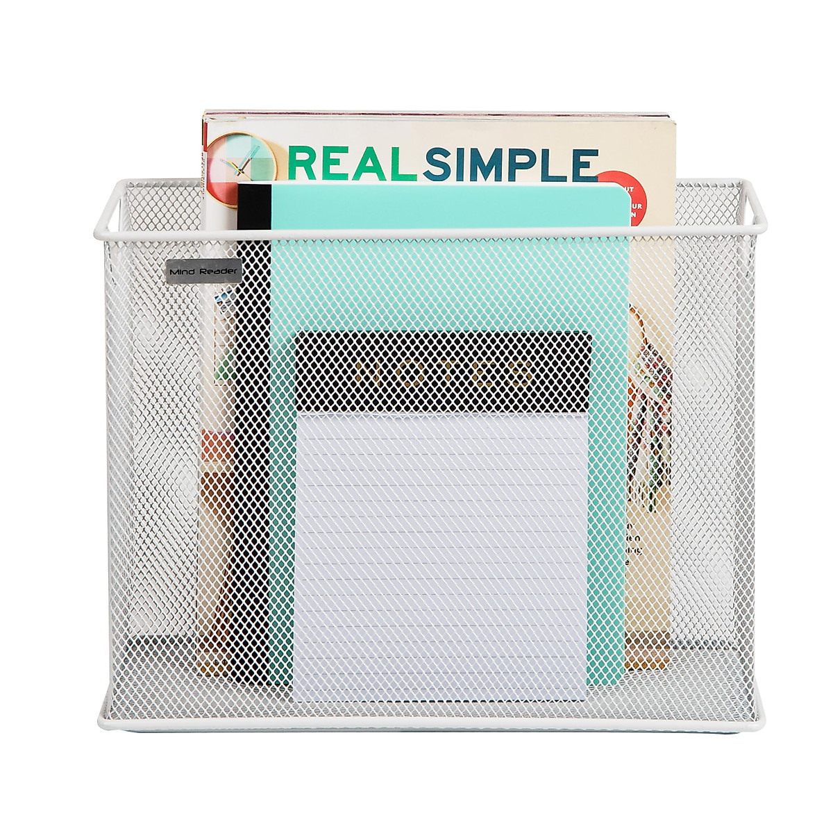 Mind Reader FILEBASK-WHT Metal Mesh Storage Letters, Documents, Folders, Office Organization, White File Basket