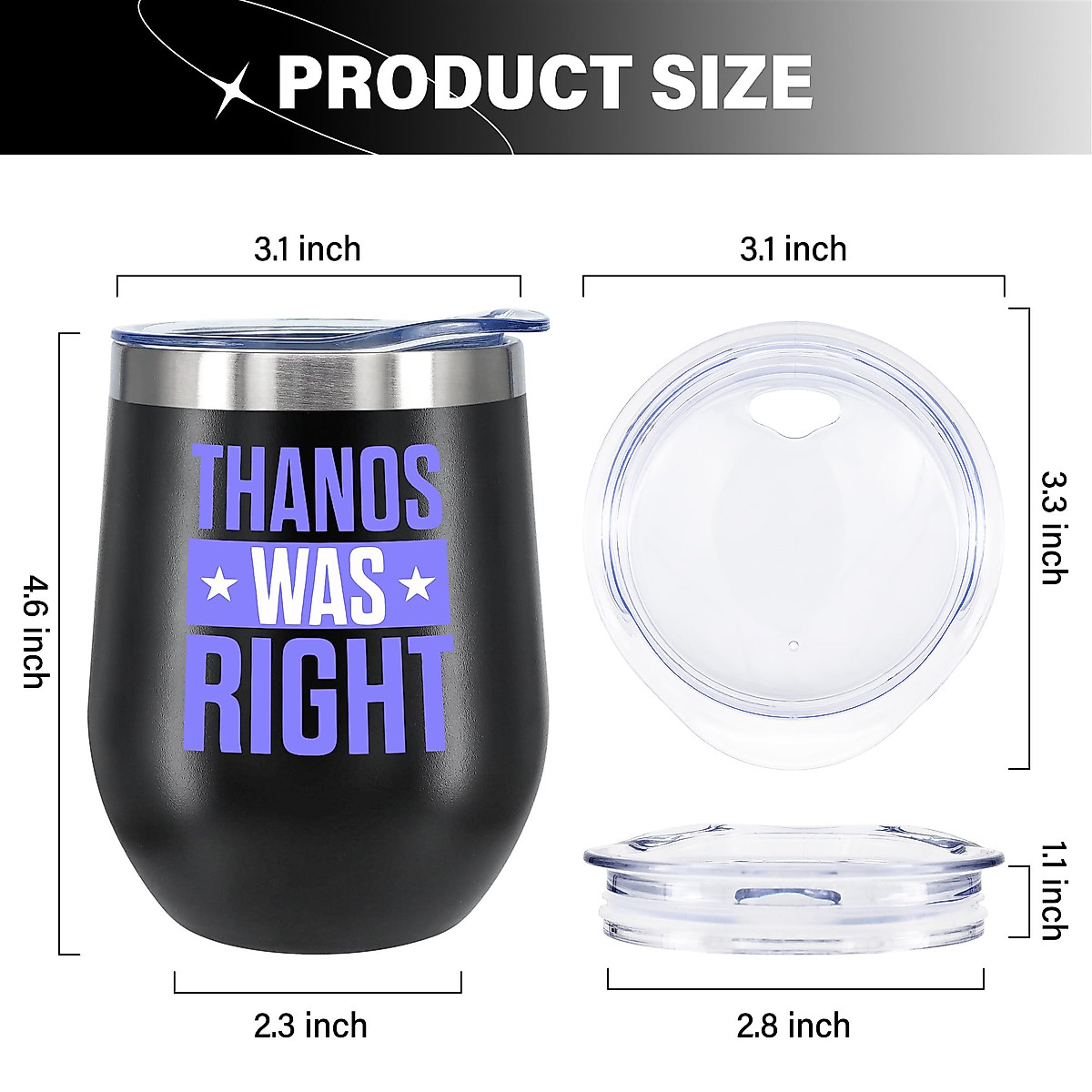 ATHAND Thanos Was Right Tumbler Coffee Mug TV Show Merch,Novelty Thanos Cups,12 OZ Insulated Tumblers with Lid,Funny Birthday Father Day Gifts For Dad Husband Him Men Boyfriend (Pack of 1)