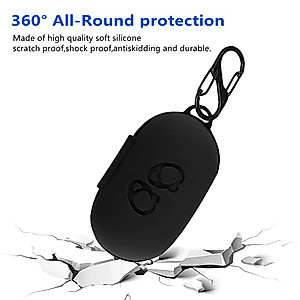 Haotop Case Cover Compatible with Galaxy Buds 2019/Buds+ Plus 2020,Soft Silicone Anti-Lost Earphone Full Protective Cover with Carabiner (Black)