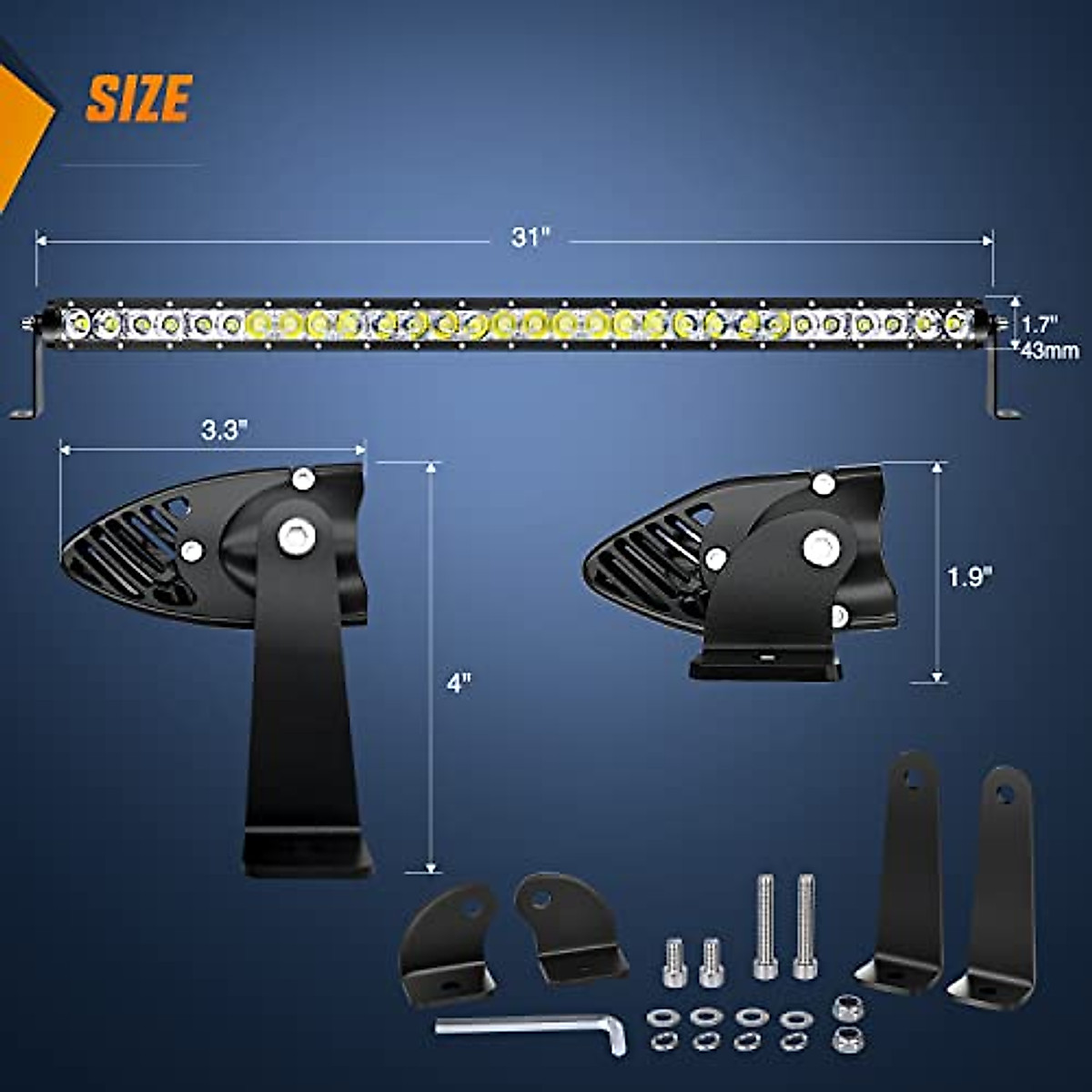 Nilight - 40005C-A 31inch 150W Spot & Flood Combo Single Row 14500LM Off Road LED Fog & Driving Roof Bumper Light Bars for Jeep Ford Trucks Boat, 2 Years Warranty