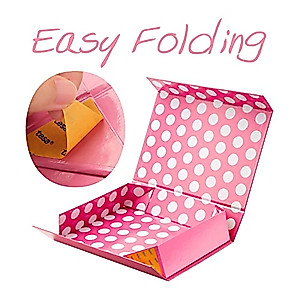 GREEN BEAN Gift Box 11x7.8x2.3 Inches, Pink Gift Box with Lid, Shirt Gift Box, Magnetic Gift Box for Gift Packaging (Glossy Metallic Pink, Polka Dot Design Inside)