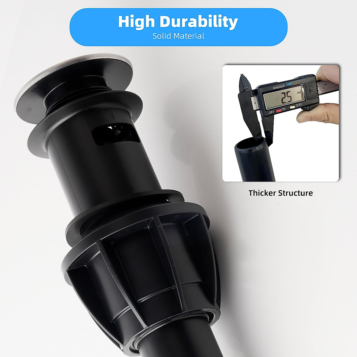 Hibbent 2 Pack Push and Seal Pop Up Drain Stopper with Overflow for Bathroom Sink Faucet Vessel Vanity, Brushed Nickel