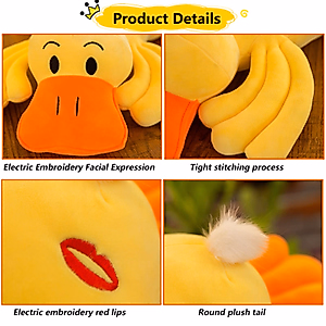 HFZXM 15.7'' Yellow Duck Stuffed Animal Duck Plush Soft Toy Plush Pillow Gift for Kids