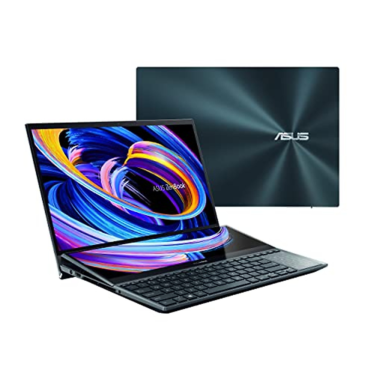 ASUS ZenBook Pro Duo 15 OLED UX582 Laptop, 15.6 inch OLED UHD Touch Display, Intel Core i9-11900H, 32GB RAM, 1TB SSD, GeForce RTX 3060, ScreenPad, Windows 11 Pro, Celestial Blue, UX582HM-XH96T