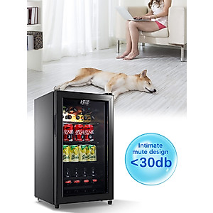 KRIB BLING Beverage Refrigerator and Cooler, 120 Cans Mini Refrigerator for Soda, Water, Beer, Wine, Small Drink Dispenser Machine for Home, Dorm, Office with Adjustable Wire Shelving