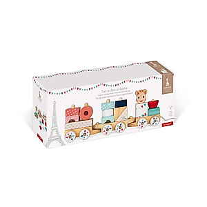 Janod Sophie La Girafe Wooden 2-in-1 Pull-Along Train - 17 Pieces - 18 Months + - J09506