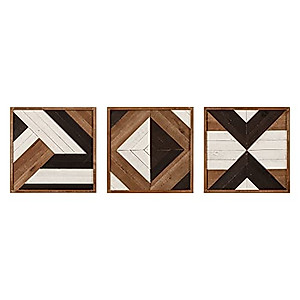 Kate and Laurel Ballez Wood Plaque Art Set, 3 Piece, Multi/Brown, 3