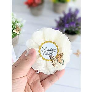 Daddy To Be Button | Dad To Be Pin| Gold Butterfly Baby Shower Ribbon | 3.5" Across | Ivory Lace Flower Corsage | Father To Be Keepsake Gift | Baby Sprinkle Pin