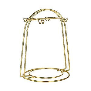 oAutoSjy Coffee Cup Holder, Coffee Mug Holder Stand, Wrought Iron Coffee Cup Rack 4 Hooks, Desktop Gold Water Cup Saucer Drain Hanger Rack, Household Kitchen Storage Drying Rack for Counter Cabinet