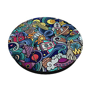 Street Art Galaxy Pattern - Urban Spacecrafts And Planets PopSockets Swappable PopGrip