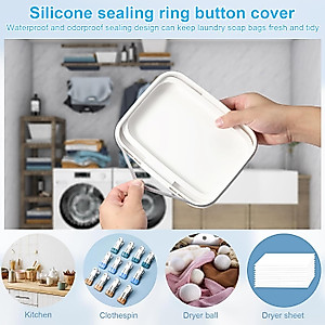 MUVEKA 94oz /2.8L Laundry Pods Container for Laundry Room Organization, Laundry Pod Up Holder with 30 Labels and scoop, Laundry Detergent Powder Container, Dryer Sheet Holder, 150 Pods