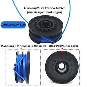 QUASION KST-120X Weed Eater String Trimmer Line 0.065" 20Ft 6-Pack,Compatible with Kobalt KST 120X-06 Electric Weed Wacker String Trimmer Spool,Pre-Wound Dual Line