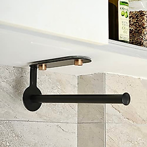 Paper Towel Holder Under Cabinet, Self Adhesive Black Paper Towel Holder for Kitchen Under Counter Cabinet Bathroom, for Holding Paper Towel, Plastic Wrap, Tin Foil, Toilet Paper Roll
