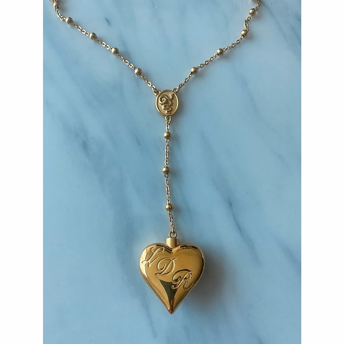 Barkley Design Saint Lana Del Rey LDR Style Stash Necklace/Rosary Chain/Hollow Pendent/Heart Shaped With Snakes and Spoon