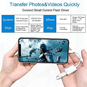 WORLDBOYU Lightning to USB Camera Adapter Lightning Female USB OTG Cable Adapter for Select iPhone,iPad Models Support Connect Camera, Card Reader, USB Flash Drive, MIDI Keyboard, White