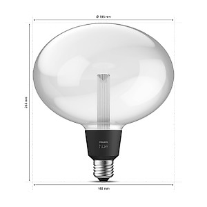 Philips Hue Lightguide Ellipse Smart LED Bulb – Handblown Glass - Color Changing Light - Compatible with Amazon Alexa, Apple HomeKit and Google Assistant - Bluetooth and Hue Bridge Compatible
