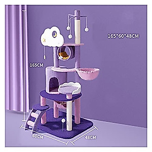 Dreamy Purple Cat Climbing Frame, Cat Litter, Cat Tree, One Scratching Post, Large Cat Tower, Cat Scratching Board Toy, Jumping Platform, Villa Made Of Composite Cashmere Loop Material, Soft And Comfo