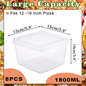 BSTKEY 8 Pack Pizza Dough Proofing Box with Sealing Lid, Stackable Pizza Dough Container Fits 12-16 Inch Pizza, Household Pizza Dough Ball Storage Box(1800ml)