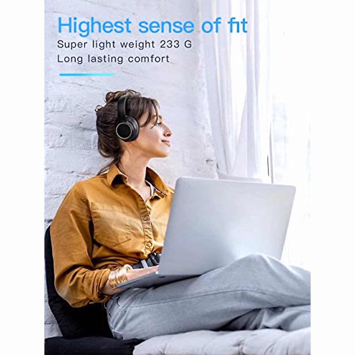 Tumwove Active Noise Cancelling Headphones Bluetooth Headphones Bluetooth 5.0 Wireless Over Ear Headset with Hi-Fi Deep Bass Low Latency Game Mode Quick Charge 80H Playtime with Mic for Travel Work