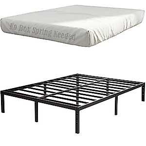 Mombinus 14 Inches Tall King Metal Platform Bed Frame/Heavy Duty Steel Slat Support/Noise Free/Easy Assembly/No Box Spring Needed Black