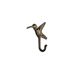 FantasHome Wall Mounted Cast Iron Home Decor Single Hook with Unique Design (Hummingbird)