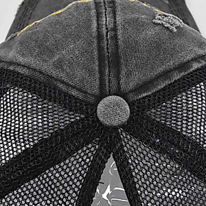 Criss Cross Ponytail Hat Vintage Washed Distressed Mesh Womens Baseball Cap Dad Hat Embroidered Trucker Hats Grey