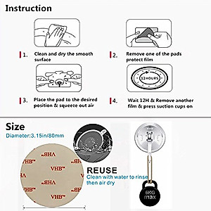 Suction Cup Double Sided Adhesive Pad 8PACK Mount Disk Hook Dashboard Sticky Pads for GPS Phone Car Dash Windshield Shower Replacement Mounting Heavy Duty Clear Glue 6CM and 8CM for Xiaoyi Camera