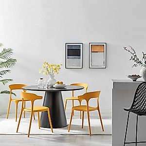 Xdeco Modern Stackable Dining Chair Set, No Assembly, Plastic Chair, Patio Chair, Suitable for Indoor and Outdoor Cafes and Restaurants, Set of 4 (Charcoal Gray)