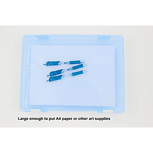 suituts 3 Pack Plastic Portable Project Case with Handle, Scrapbook Paper Storage Organizer Case, Art Craft Container Case Box, Plastic File Case for Document, Magazines Photos(14.2X10.6X2.2 Inch)