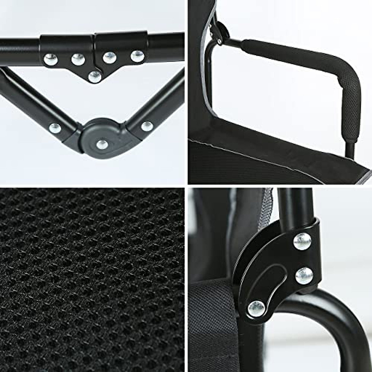 ROCK CLOUD Folding Camping Chair with Storage Pocket and Side Table Compact Portable Camp Chairs Outdoor for Camp Lawn Hiking Fishing Sports Black