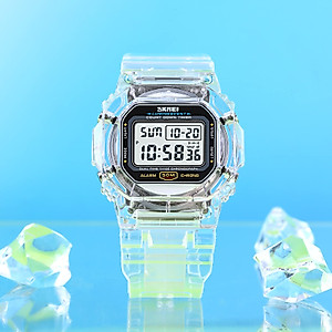 Gosasa Women's Men Youth Square Full Transparent Digital Watch Chronograph Countdown Dual Time Waterproof Watch