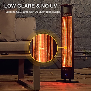 EAST OAK Outdoor Patio Heater,1500W Portable Outdoor Indoor Electric Heater with IP65 Waterproof Tip-over Protection 3 Heat Settings&24 Hours Timing Tower Infrared Heater for Garage Restaurant Use