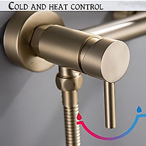 MINJING Handheld Bidet Sprayer for Toilet Brass Bathroom Cloth Diaper Sprayer Set with Cold and Hot Water, Wall Mounted Toilet Bidet Sprayer Kit for Feminine Hygiene,Chrome