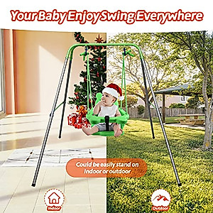 Toddler Swing, Swing for Baby with Safety Belt Seat and Foldable Metal Stand, Infant Swing Set for Backyard Indoor Outdoor Play, Baby Swing for Toddlers Age 1-3 at Home