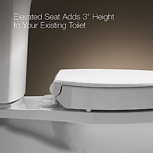 KOHLER Hyten Elevated Quiet-Close Elongated toilet seat, White