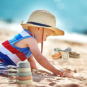 Bath Toys Floating Boats with Bathing Spoon, 11 PCS Bathtub Mold Free Bath Toy for Babies Water Table Toys Toddler Birthday Gift for Preschool Boys/Girls