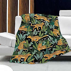 Jungle Leopards Blanket Throw Blankets Gift for Women Men Soft Flannel Cozy Comfy Funny Vegetable for Couch Sofa Bed Office Camping (40"X30") XSmall Size for Toddler