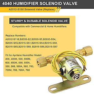 4040 Humidifier Solenoid Valve Replacement 24V,2.3W,60Hz Brass Humidifier Solenoid Valve Replace A2012-S118,B2035-S2,B2035-S5 Fit for A-prilaire Humidifier 400, 500, 600 and 700 series by Fetechmate