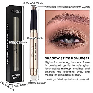 LOKFAR Eye-Shadow Stick Makeup Cosmetics Eye Brightener Stick, Rotatable Cream Eye Shadow Pencil, Glitter Shimmer Eyeshadow Stick with Soft Brush for Eye Makeup (07# Cocoa Shimmer)