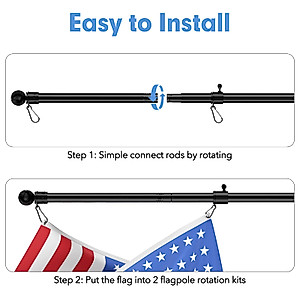 Flag Poles for 3x5 Flags Outdoor, Black Flag Pole Kit for Outside House - Heavy Duty 5ft Flagpole and Holder Metal, Mount for Outdoor, Boat, RV, Truck Hitch, 1 inch Diameter, Tangle Free Rings