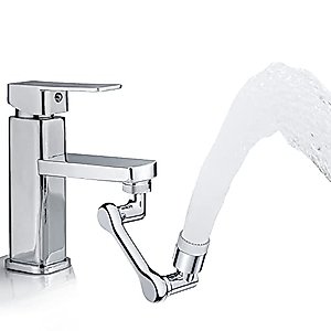1080° Universal Rotating Faucet Aerator Extender Splash Filter 1080 Degree Faucet Large-Angle Dual Water Outlet Mode Fit for G1/2″, 15/16″-27, 55/64″-27 for Kitchen Bathroom Face Hand Wash