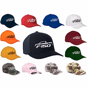 2009-14 Ford F150 F-150 Pickup Truck Classic Outline Design Flexfit hat Cap Large/XLarge Black