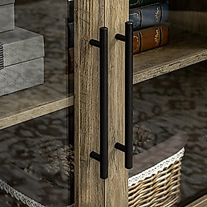 HOMCOM Farmhouse Sideboard, Buffet Cabinet with Glass Door, Credenza, Distressed Grey