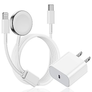 Apple Watch Charger USB C, [MFi Certified] Upgraded 2 in 1 Magnetic iWatch Fast Charging Cable Cord 6ft with 20W Type C Wall Plug Block for Apple Watch Series SE/8/7/6/5/4/3/2/1 & iPhone 14/13/12/11