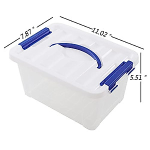 Bblina Small Plastic Storage Boxes, 6-pack Clear Boxes Totes with Lids, 6 Quarts