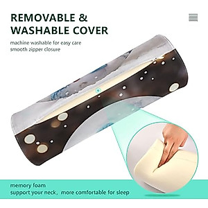 xigua Snowman Neck Roll Pillow for Neck Relief with Removable Washable Cover - Memory Foam Round Cylinder Bolster, Ergonomically Designed for Head, Neck, Back, and Legs