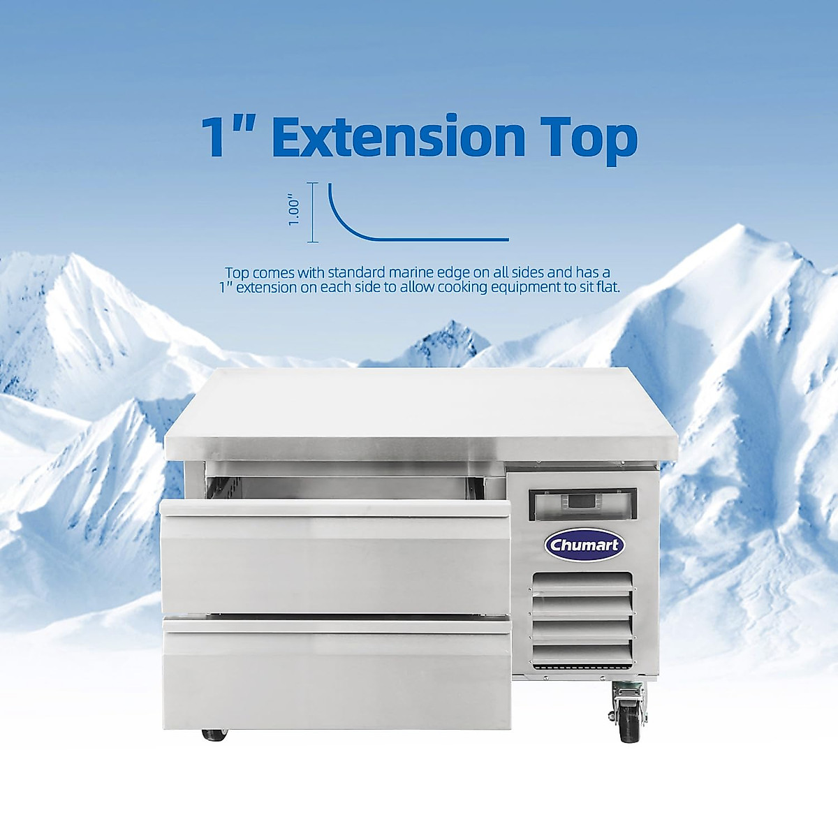 CHUMART 36" Chef Base Refrigerator, 2 Drawer Refrigerated Commercial Refrigerator, Stainless Steel Undercounter Refrigerator, Kitchen Equipment for Restaurant, Bar, Garage