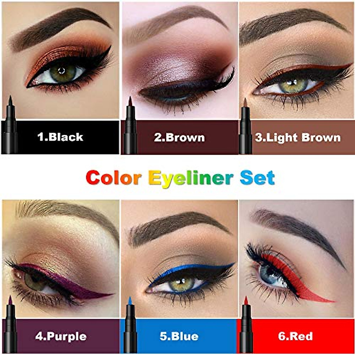 AWCCXMYM 12 Colors Liquid Eyeliner Colorful Set,Red Pink Green Blue White Eyeliner Liquid,Matte Eye Liner Pen Long Lasting Waterproof Eyeliner Pencil Colored Eyeliner Pen