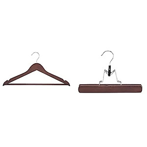 Amazon Basics Wood Suit Clothes Hangers - Cherry, 20-Pack & Amazon Basics Wooden Pants Hangers - Cherry, 10-Pack