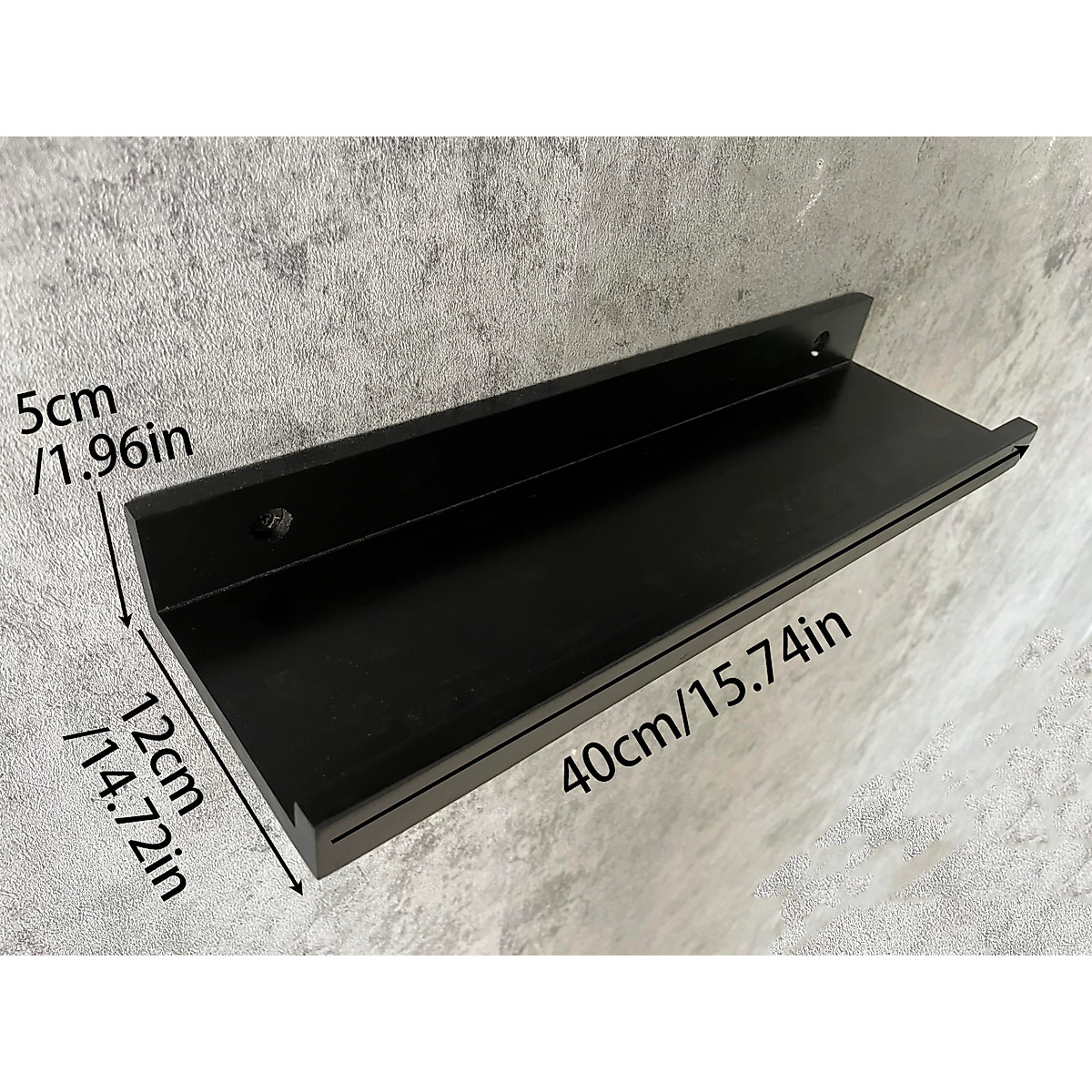 Picture Ledge Shelf,Long Floating Shelves Kids Bookshelf Wall Mounted 16 Inch, Large Pine Wood Wall Shelves for Storage, Rustic Hanging Shelves for Living Room,Bedroom Decor Books Photo Frames Black